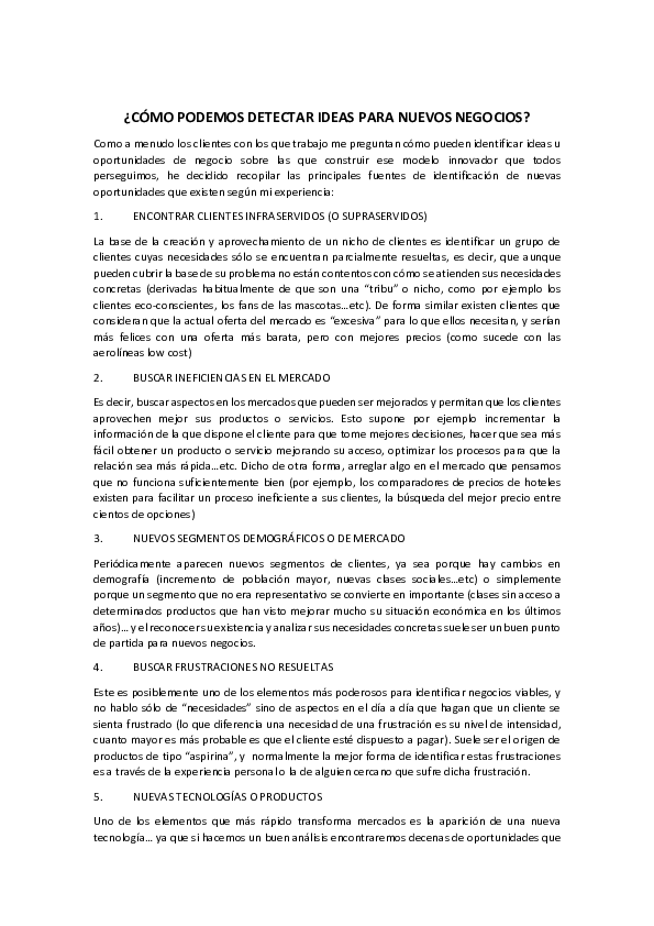 (DOC) CÓMO PODEMOS DETECTAR IDEAS PARA NUEVOS NEGOCIOS