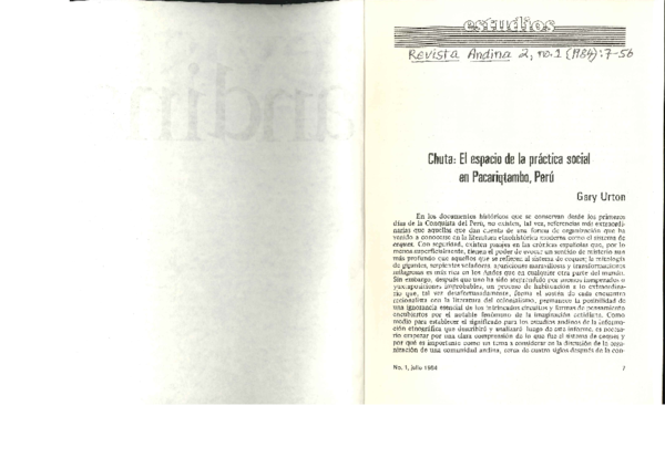(PDF) Chuta: El Espacio de la Práctica Social en Pacariqtambo, Peru