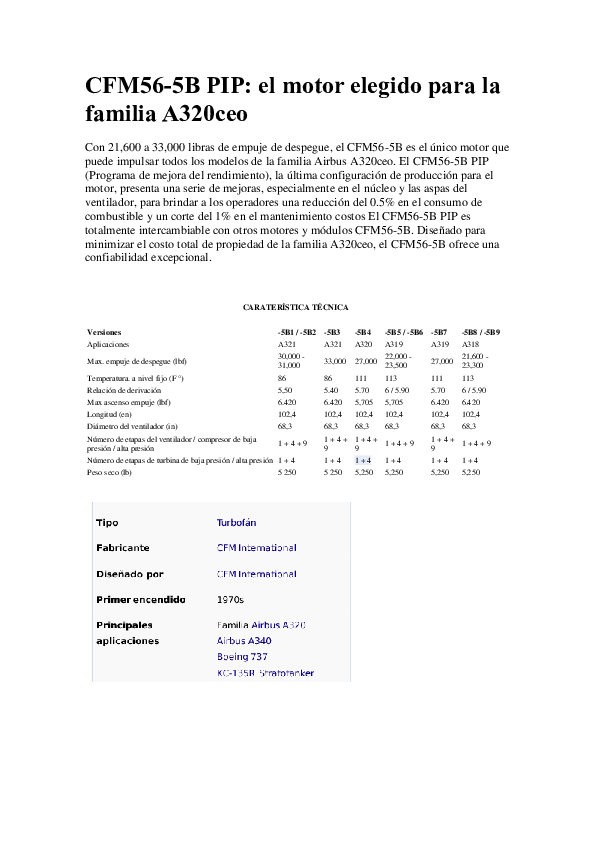 (DOC) CFM56-5B PIP: el motor elegido para la familia A320ceo