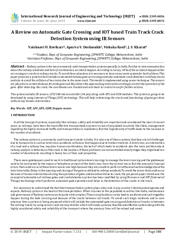 Pdf Irjet A Review On Automatic Gate Crossing And Iot Based Train