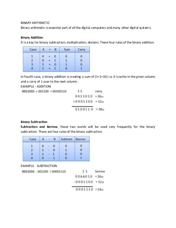 (DOC) BINARY ARITHMETIC