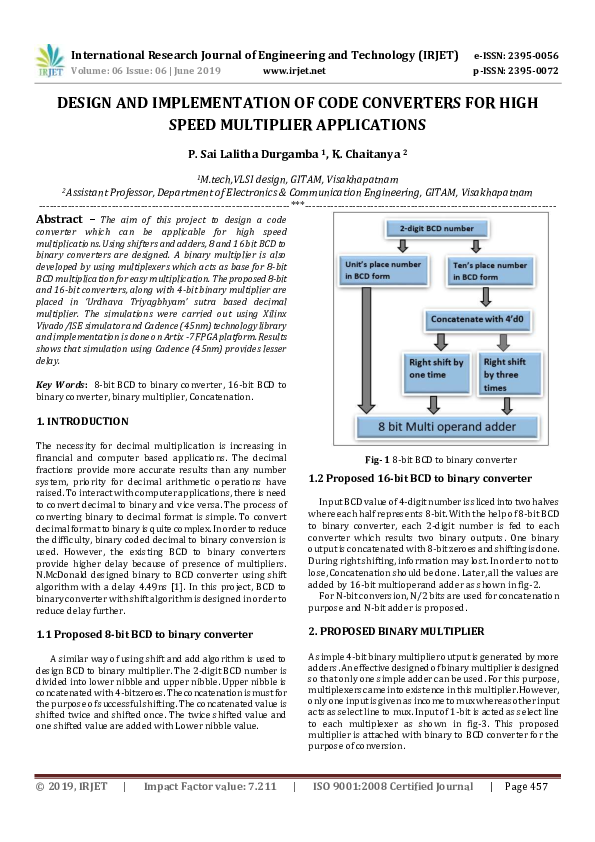 Pdf Irjet Design And Implementation Of Code Converters For High