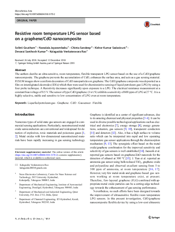(PDF) Resistive room temperature LPG sensor based on a graphene/CdO ...