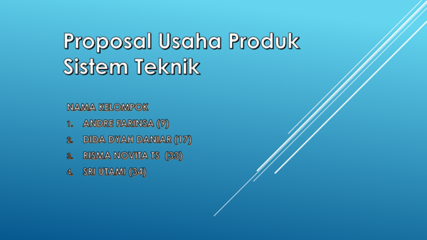 (PPT) Proposal Usaha Produk Sistem Teknik andre | aulia jeni - Academia.edu