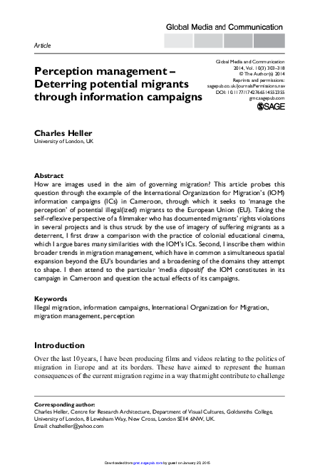 (PDF) Perception management - Deterring potential migrants through ...