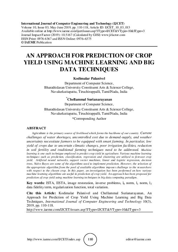 (PDF) Use of Data Mining Technique for Prediction of Crop Disease ...