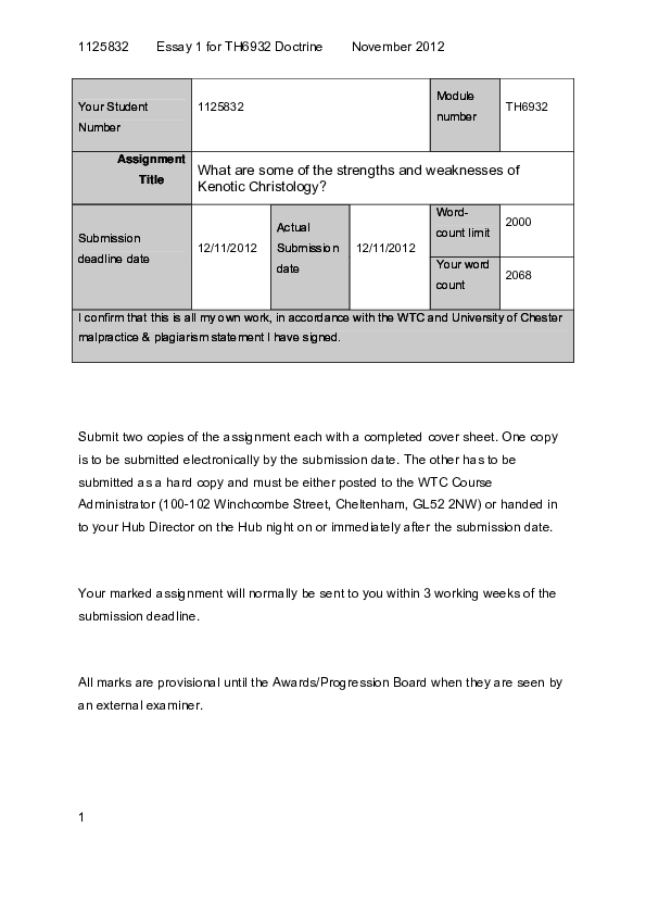 (PDF) What are some of the strengths and weaknesses of Kenotic Christology?