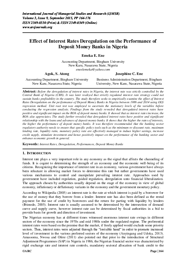 (PDF) Effect of Interest Rates Deregulation on the Performance of ...