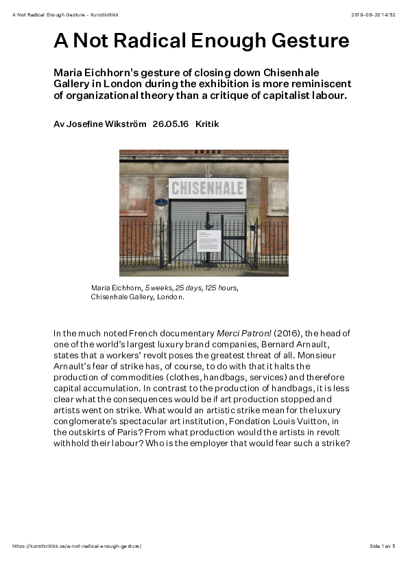 (PDF) A Not Radical Enough Gesture