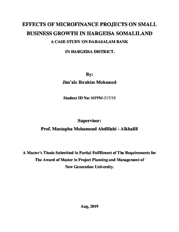 (PDF) EFFECTS OF MICROFINANCE PROJECTS ON SMALL BUSINESS GROWTH IN ...