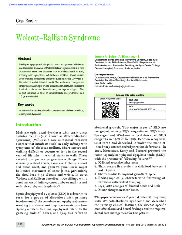 (PDF) Wolcott-Rallison Syndrome