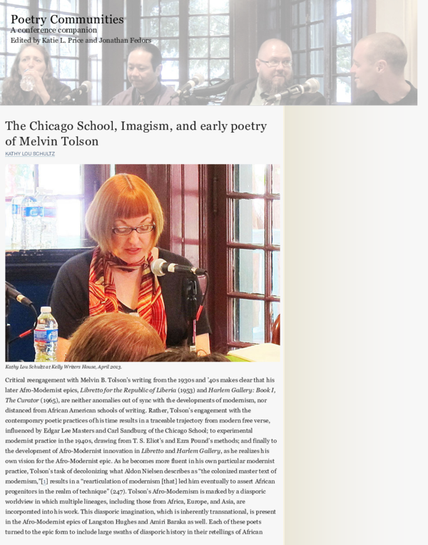 (PDF) The Chicago School, Imagism, and the Early Poetry of Melvin Tolson