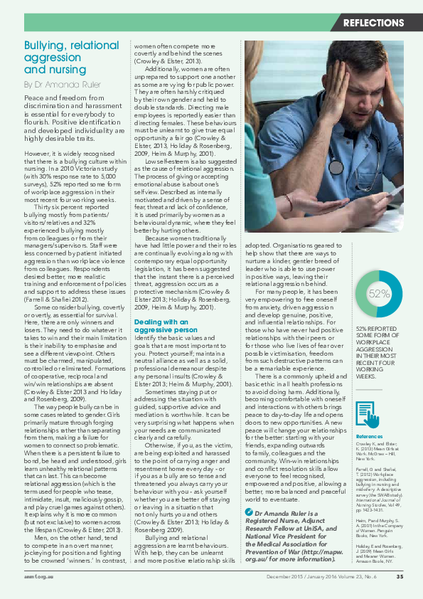 (PDF) Bullying, Relational Aggression and Nursing