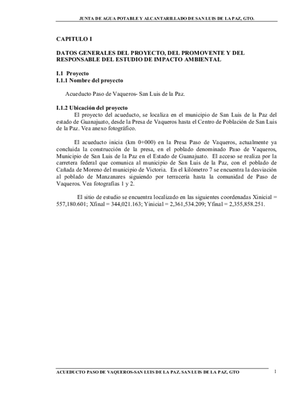 (PDF) CAPITULO I DATOS GENERALES DEL PROYECTO, DEL PROMOVENTE Y DEL ...