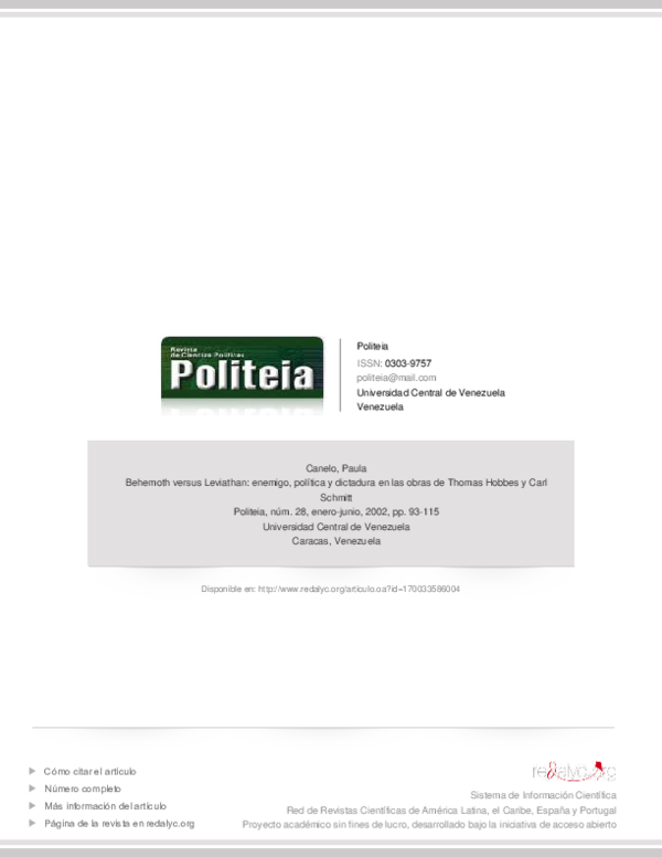 (PDF) Behemoth versus Leviathan: enemigo, política y dictadura en las ...
