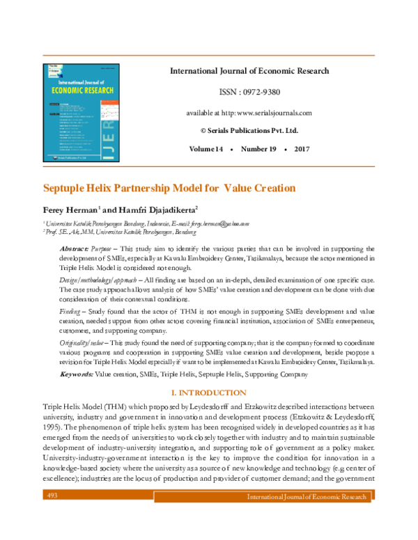 (PDF) Septuple Helix Partnership Model for Value Creation