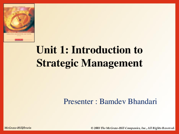 (PPT) Unit 1. Introduction to Strategic Management