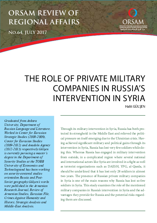 (PDF) ORSAM Policy Brief 64, Halit Gülşen, The Role of Private Military ...