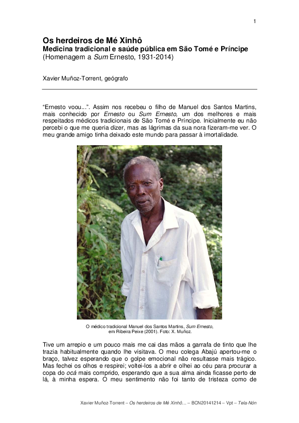 (PDF) Os herdeiros de Mé Xinhô. Medicina tradicional e saúde pública em ...