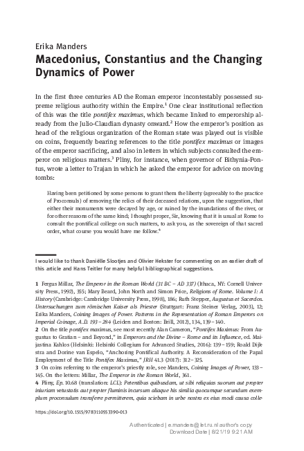 (PDF) Macedonius, Constantius and the Changing Dynamics of Power