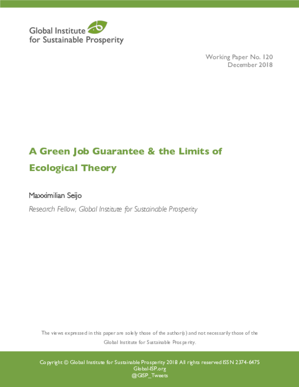 (PDF) A Green Job Guarantee & the Limits of Ecological Theory
