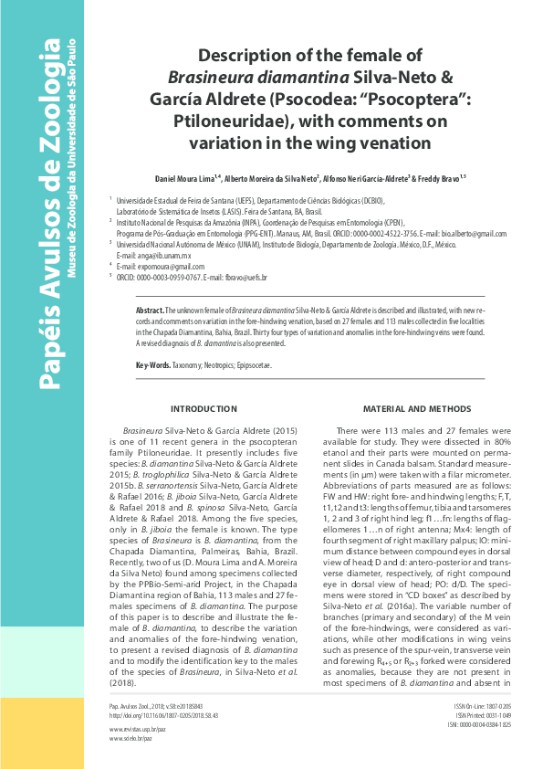 (PDF) Description of the female of Brasineura diamantina Silva-Neto ...