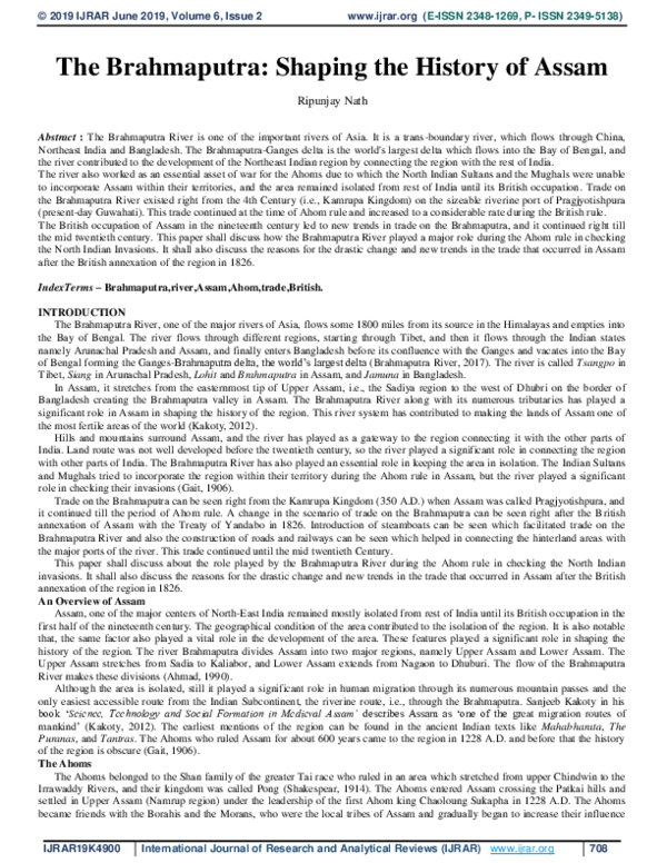 (PDF) The Brahmaputra: Shaping the History of Assam
