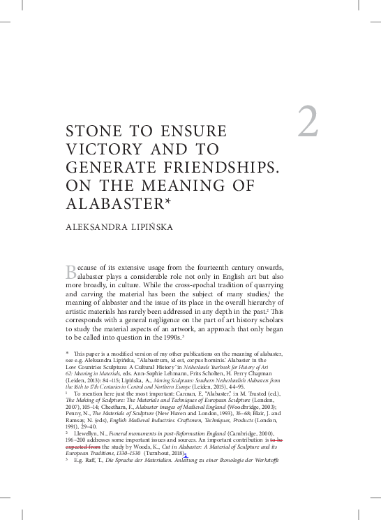(PDF) Stone of victory, stone of friendships? On the Meaning of alabaster