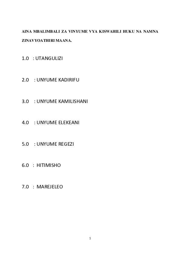 (DOC) Vinyume katika semantiki