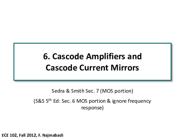(PDF) 6. Cascode Amplifiers and Cascode Current Mirrors