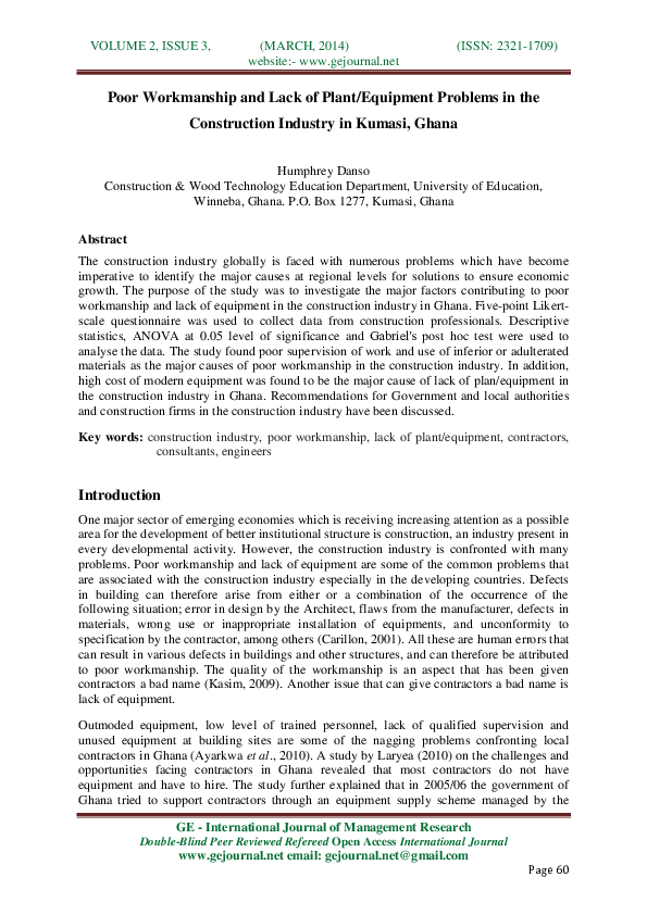 (PDF) IRJET- Defects and Reasons of Poor Workmanship in Construction ...