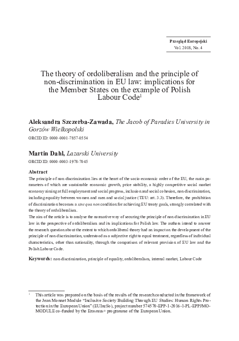 (PDF) The theory of ordoliberalism and the principle of non ...