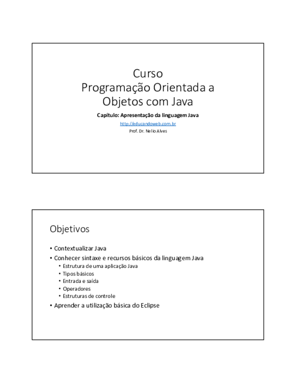 Pdf Curso Programação Orientada A Objetos Com Java