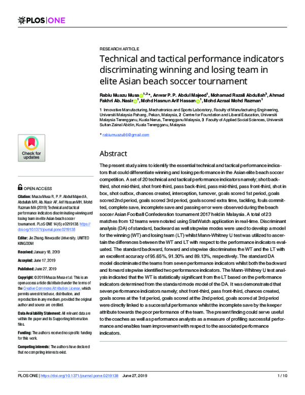 (PDF) Technical and tactical performance indicators discriminating ...