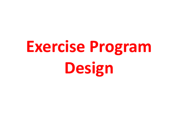 (PPT) Exercise Program Design