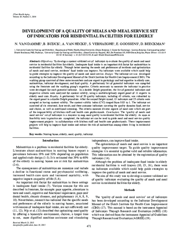 (PDF) Meal quality indicators