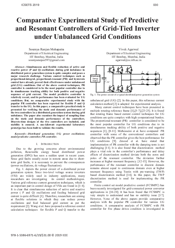 (PDF) Comparative Experimental Study of Predictive and Resonant Controllers of Grid-Tied ...