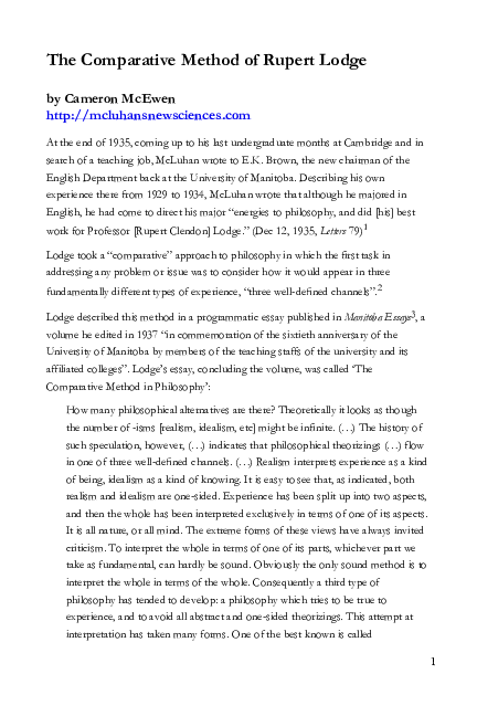 (PDF) The Comparative Method of Rupert Lodge