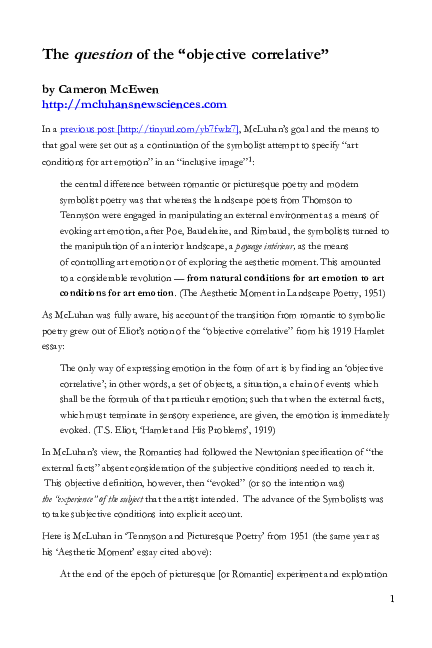 (PDF) The question of the "objective correlative"