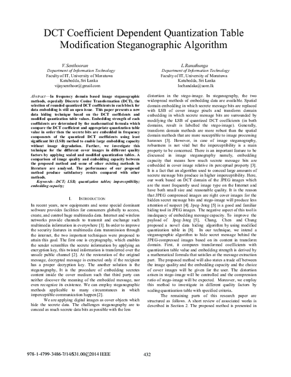 Pdf Dct Coefficient Dependent Quantization Table Modification Steganographic Algorithm