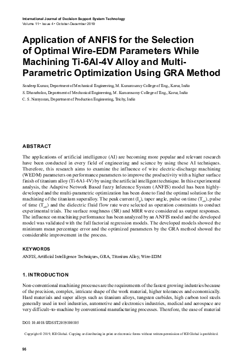 (PDF) Application of ANFIS for the Selection of Optimal Wire-EDM Parameters While Machining Ti ...