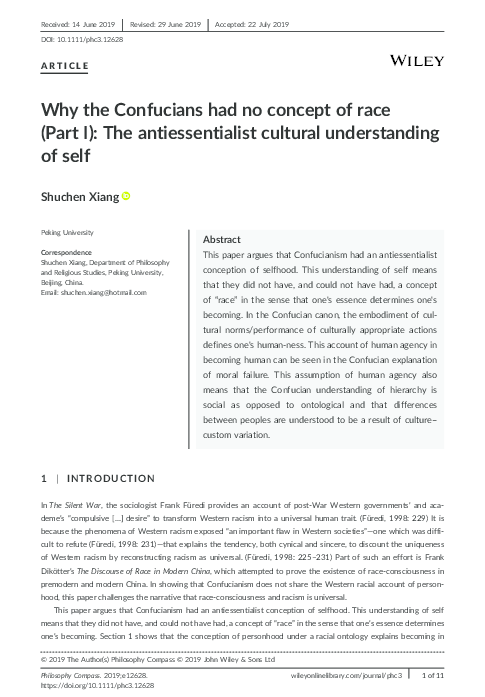 (PDF) Why the Confucians Had No Concept Of Race (Part I): The Anti ...