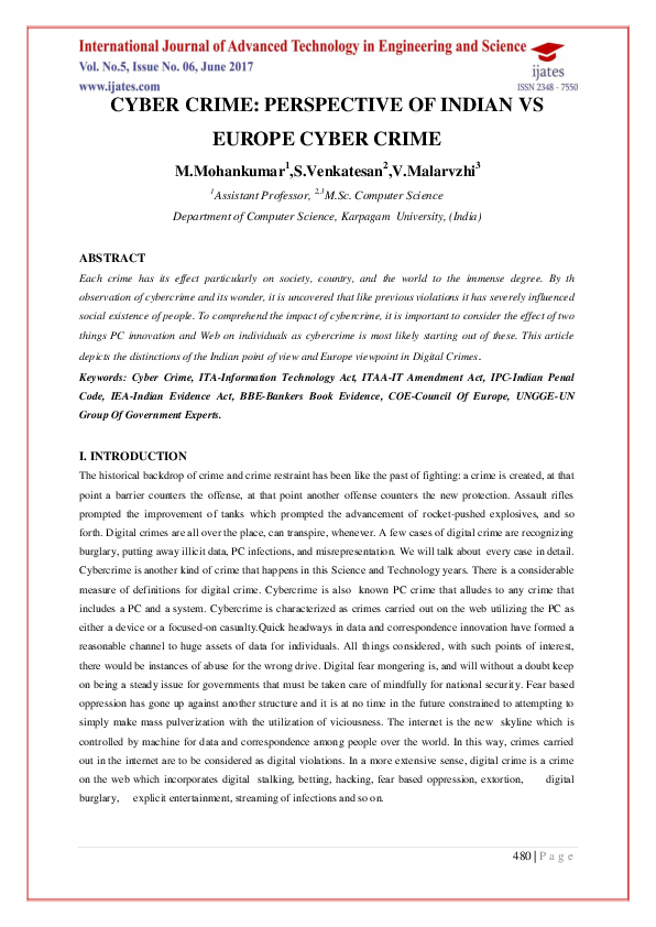 (PDF) CYBER CRIME: PERSPECTIVE OF INDIAN VS EUROPE CYBER CRIME ITAA-IT ...