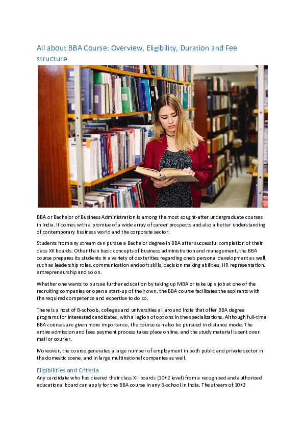 (PDF) All about BBA Course Overview Eligibility Duration and Fee ...