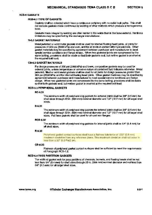 (PDF) MECHANICAL STANDARDS TEMA CLASS R C B SECTION 5 RCB-6 GASKETS RCB ...