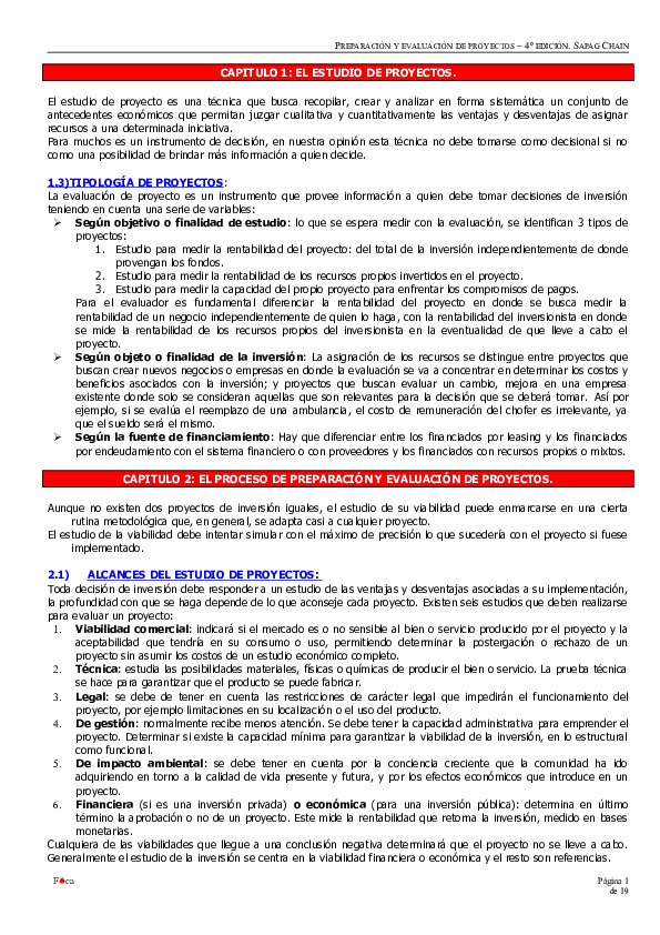 (DOC) Capitulos Profe - Libro Sapag Chain Cap 1 a