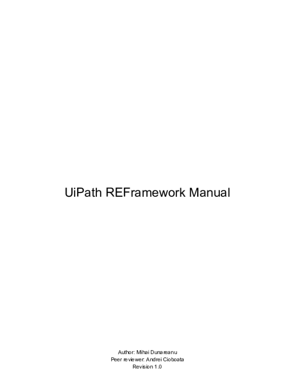 (PDF) UiPath REFramework Manual