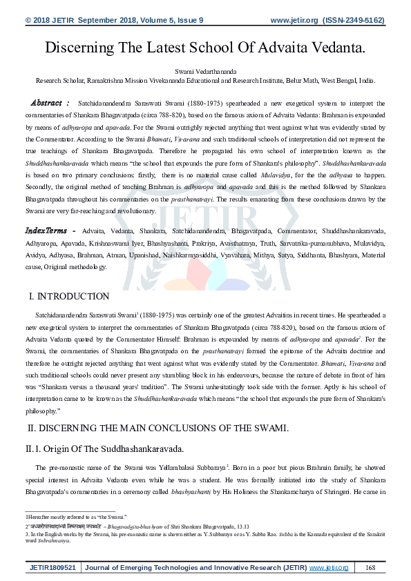 (PDF) Discerning the Latest School of Advaita Vedanta.