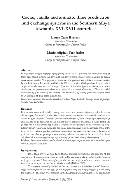 (PDF) Cacao, Vanilla and Annatto: Three Production and Exchange Systems ...
