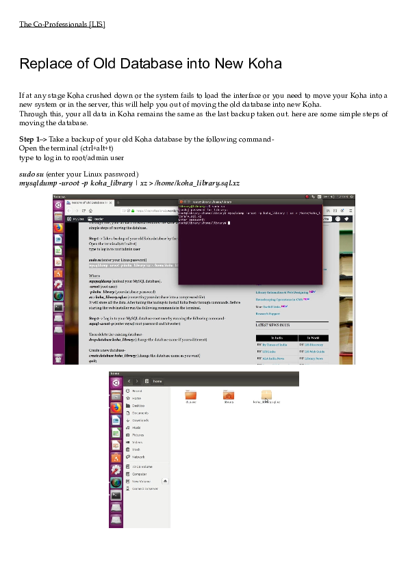 (PDF) Replace of Old Database into New Koha